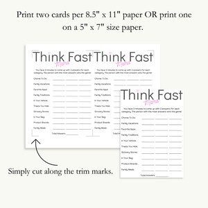 Think Fast Printable Game, Moms Group Icebreaker, MOPS, Moms Night Out ...