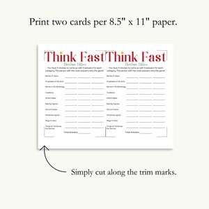 Christmas Think Fast Printable Game, Instant Download for Holiday ...