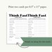 Family Think Fast, Instant Download Printable Game, Family Reunion Idea ...