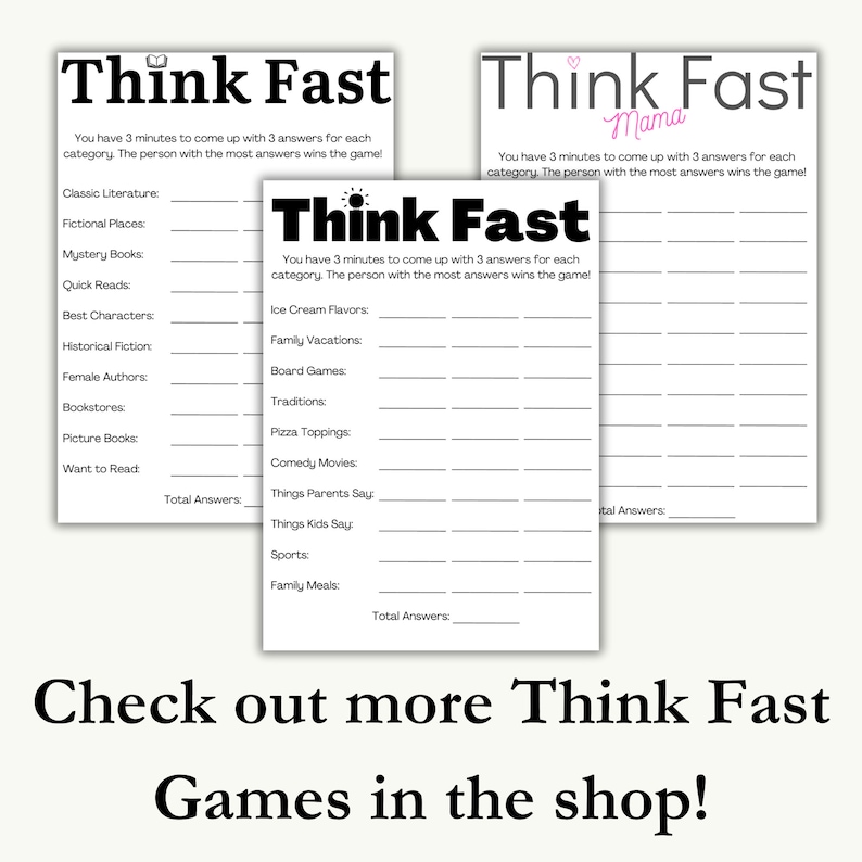 Think Fast Game 4th of July Printable for Independence Day - Etsy