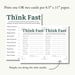 Book Club Think Fast Printable Game, Writing Group, Book Theme Party ...