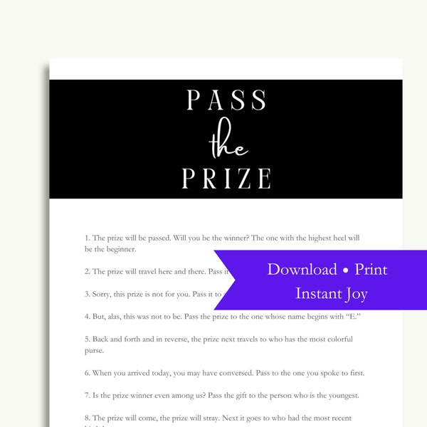 Pass the Prize - Etsy