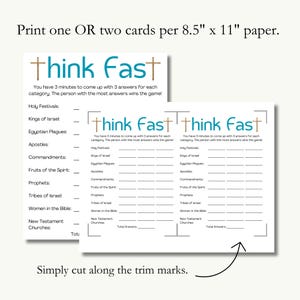 Bible Think Fast Printable Game, Bible Study, Youth Group, Kids Sunday ...