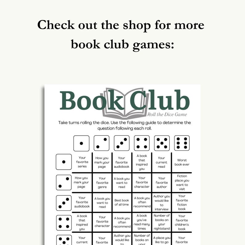 Book Club Think Fast Printable Game, Writing Group, Book Theme Party ...