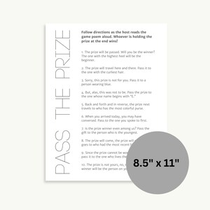 Pass the Prize Game Modern Minimalist Instant Download, Print for ...