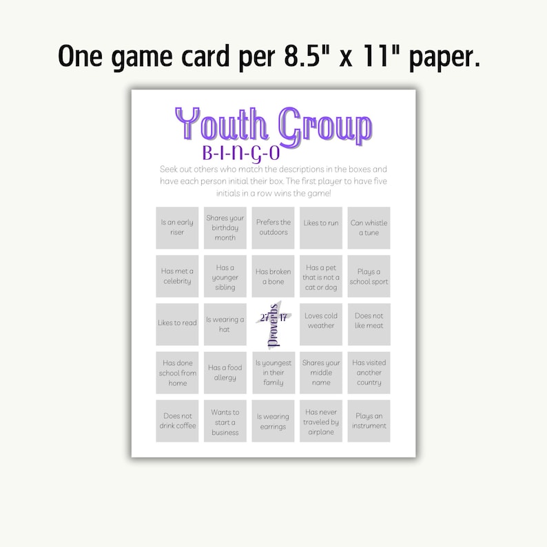 Youth Group Bingo, Printable Get to Know You Game for Teens, Sunday ...