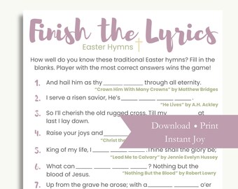 Finish the Lyrics Easter Hymn Game, Song Printable for Easter Events ...