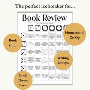 Book Review Dice Game Printable, Literary Club, Writing Group, Book ...