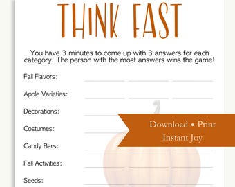 Pass the Pumpkin, Instant Download Printable, Fall Party Game for ...