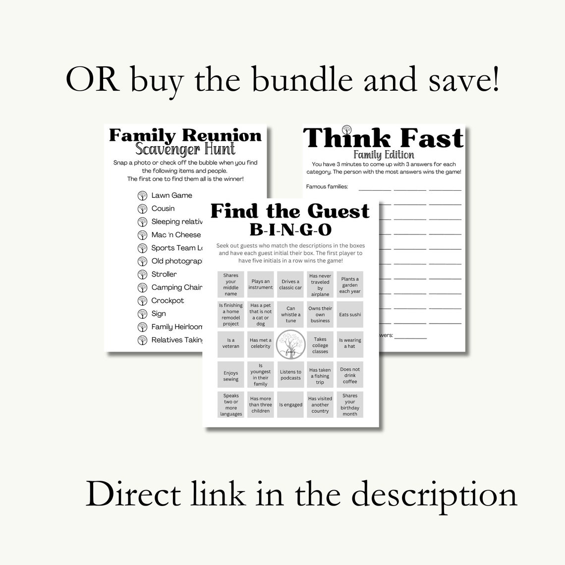 Family Reunion Find the Guest Bingo, Instant Download, Printable Game ...