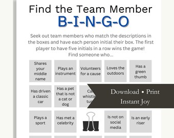 Team Member Bingo, Instant Download, Printable Game for Office ...
