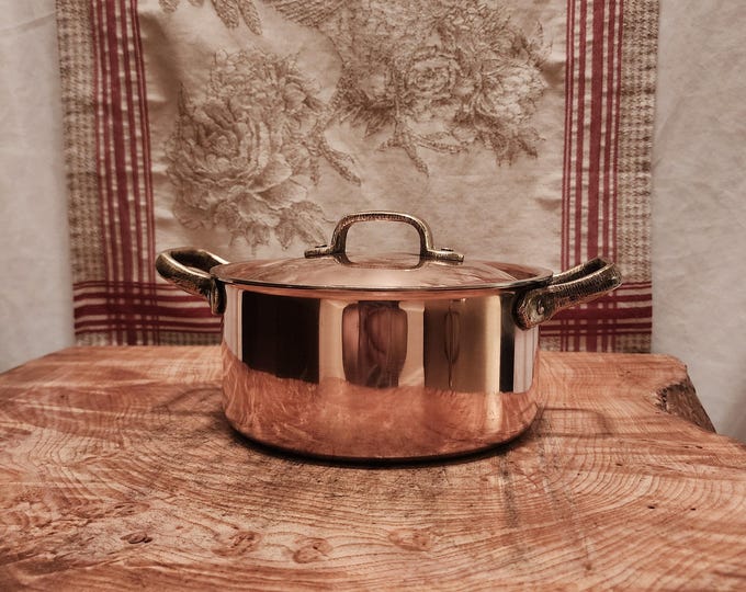 Vintage Copper Stew Pot With 18cm-7.125 Inch Diameter and Clean Tin ...