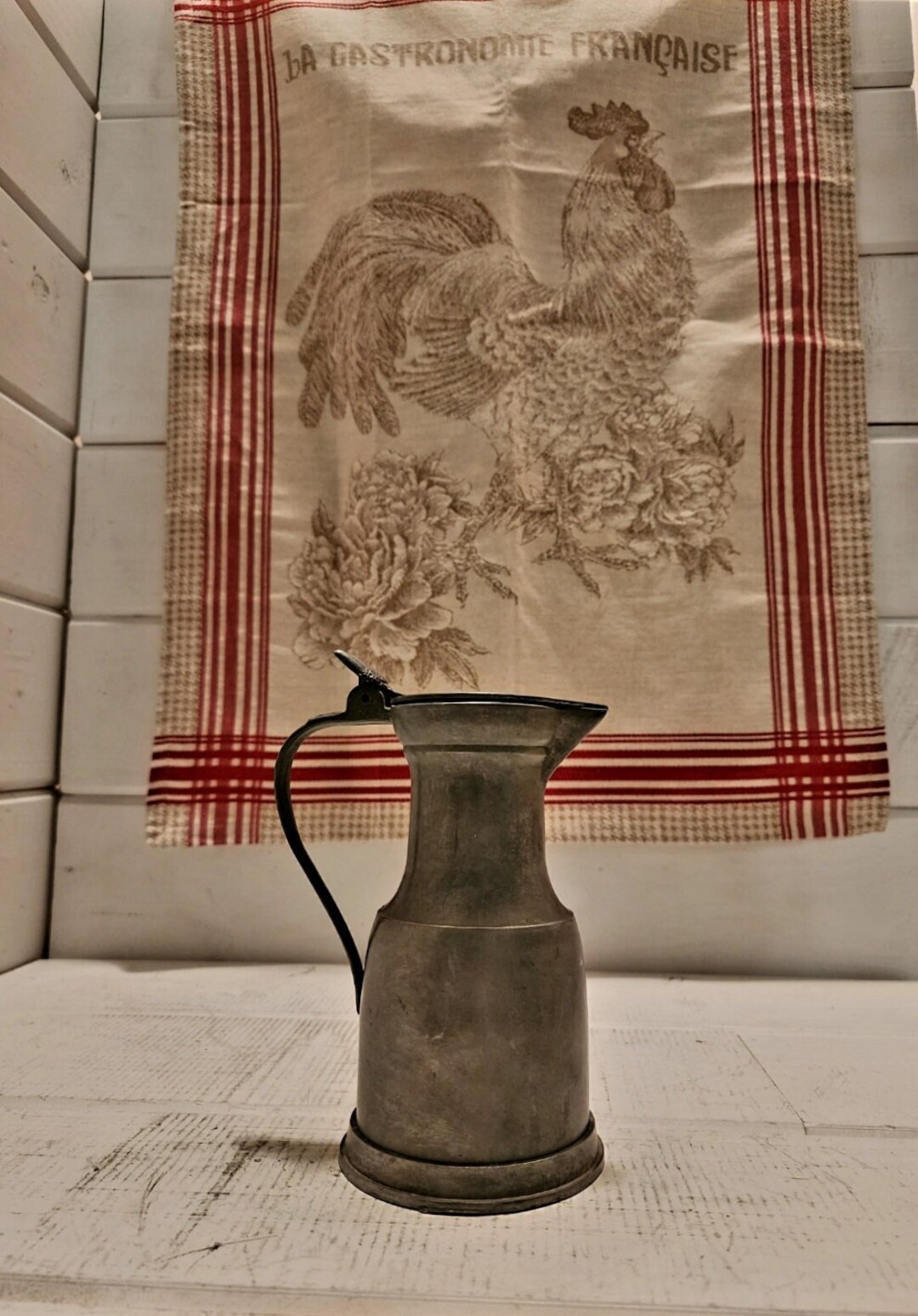 German Pewter Pitcher With Acorns Vintage Metal Mug With Lid German ...