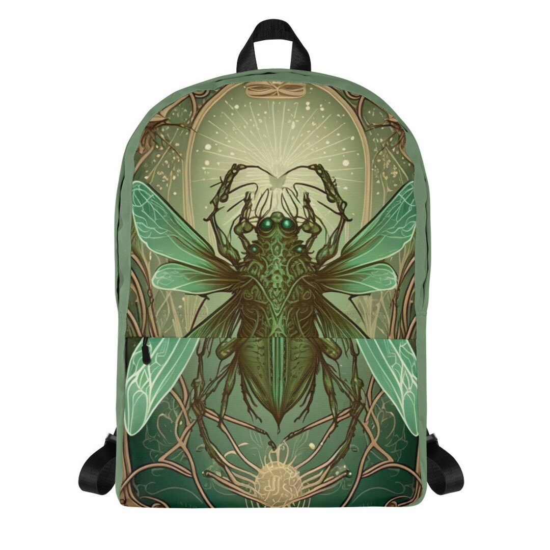Green Beetle Backpack: Mystical Bug Art Laptop Bag - Etsy
