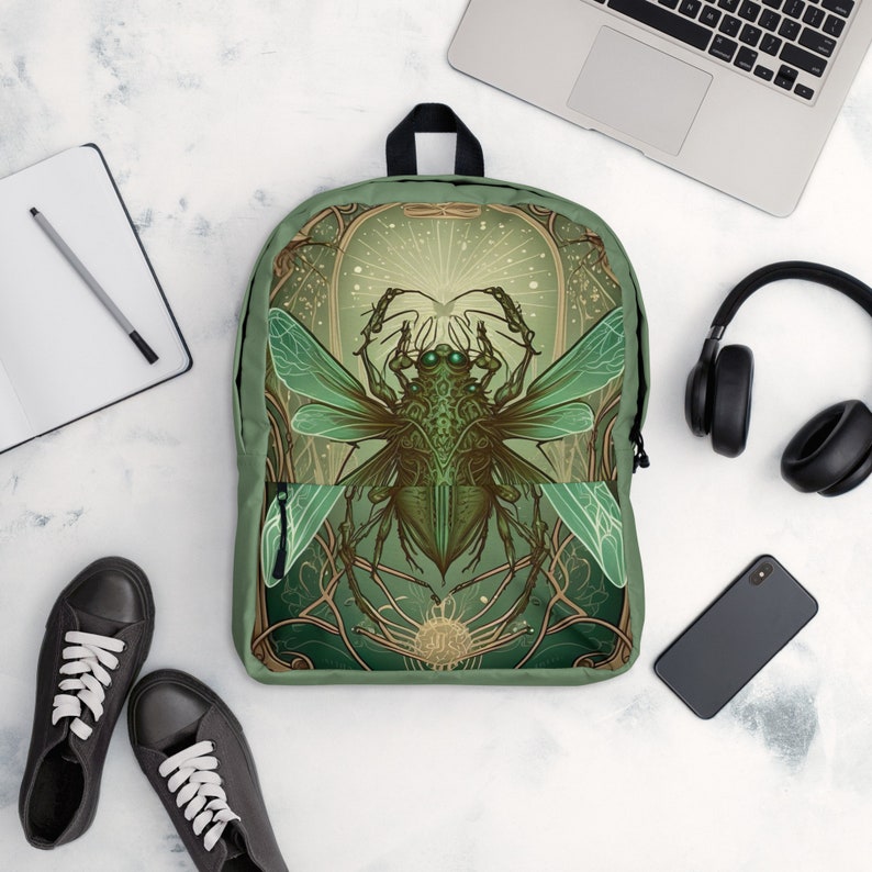 Green Beetle Backpack: Mystical Bug Art Laptop Bag - Etsy