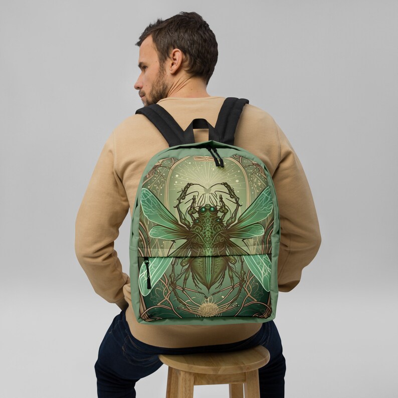 Green Beetle Backpack: Mystical Bug Art Laptop Bag - Etsy