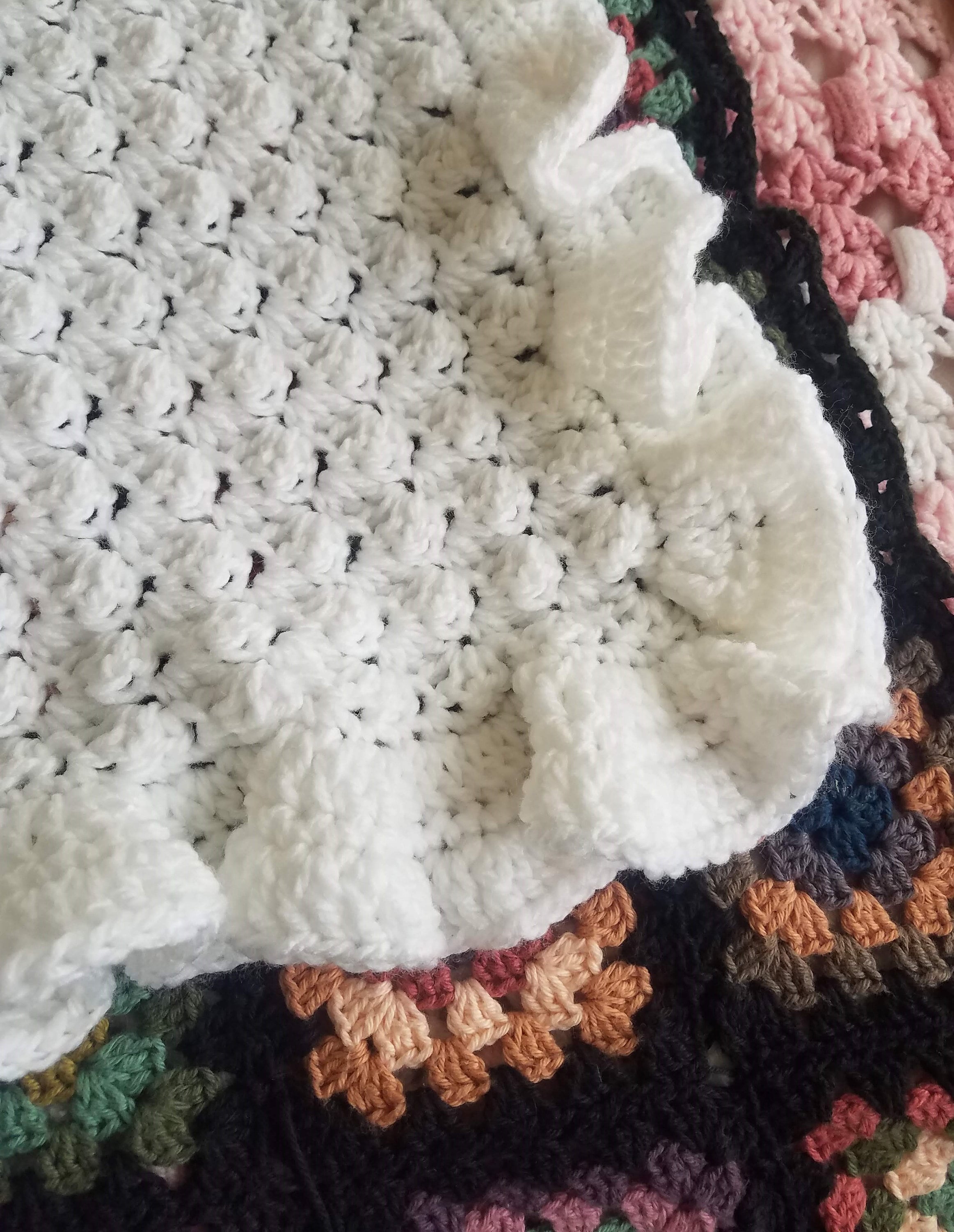 White Crochet Baby Blanket With Ruffle Edges - Etsy