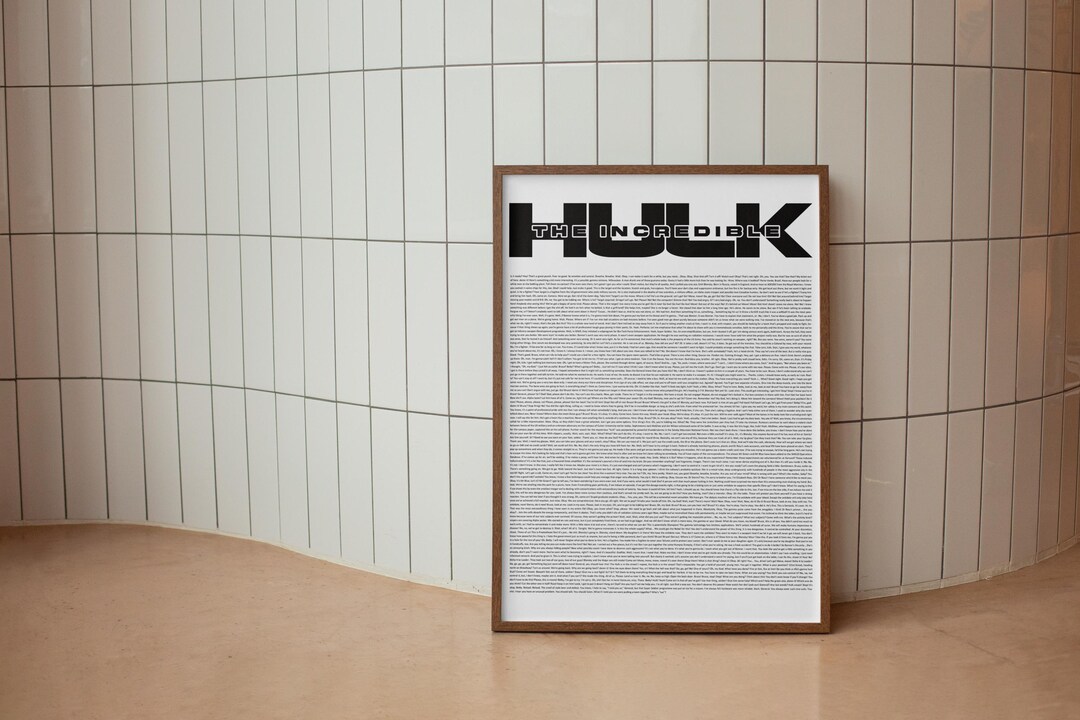 The Incredible Hulk Movie Script Memorabilia Script Poster Minimalist ...