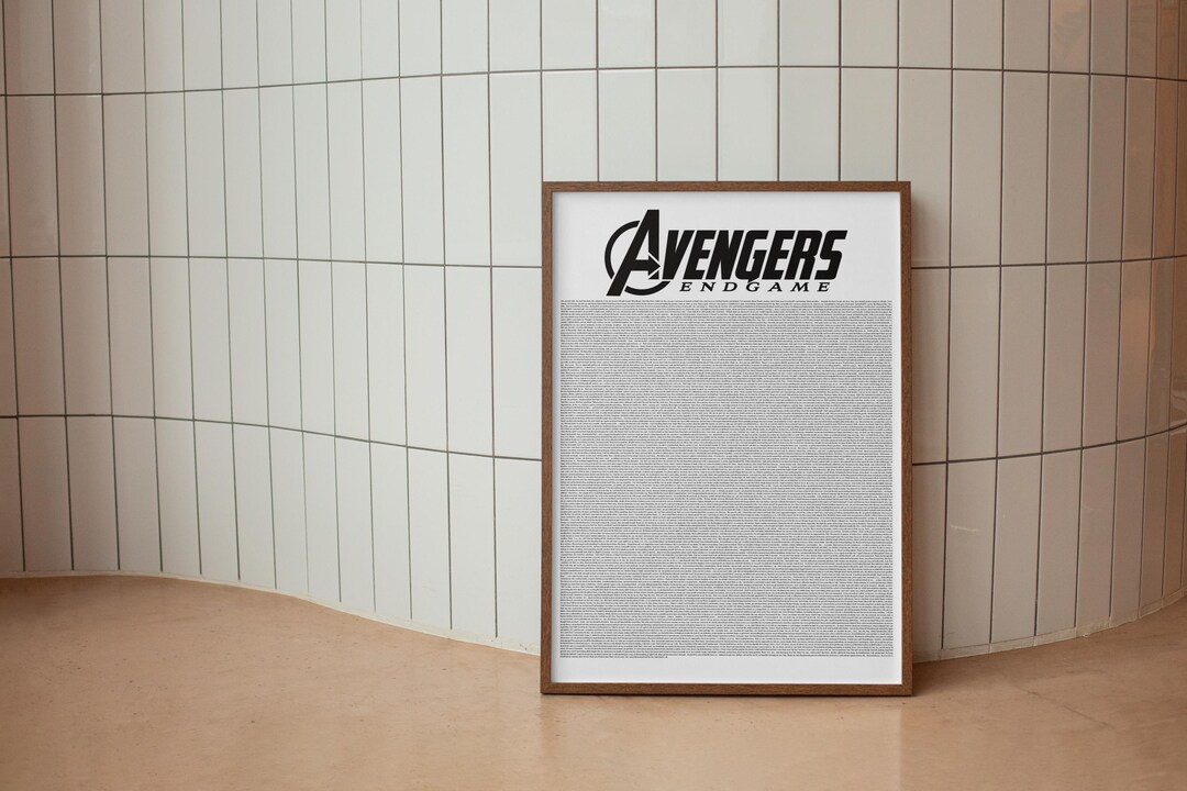 Avengers Endgame Movie Script Memorabilia Script Poster Minimalist Wall ...