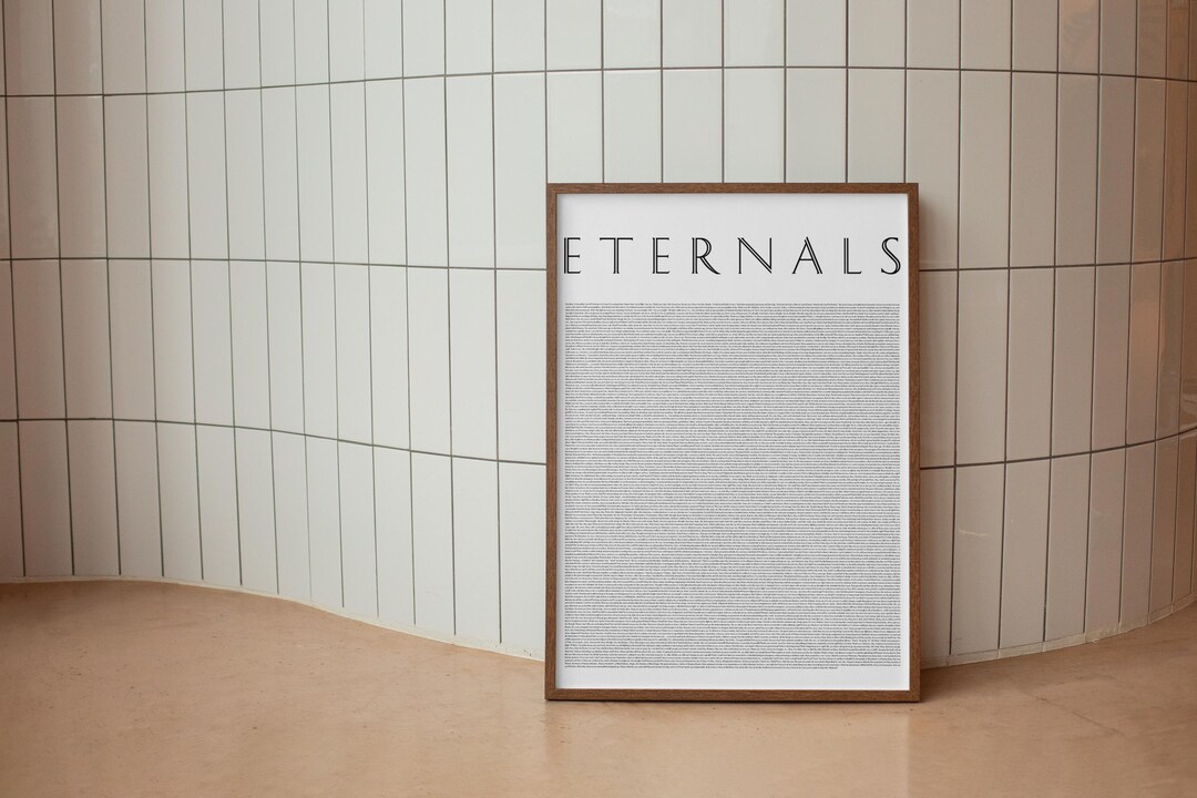 Eternals Movie Script Memorabilia Script Poster Minimalist Wall Art ...