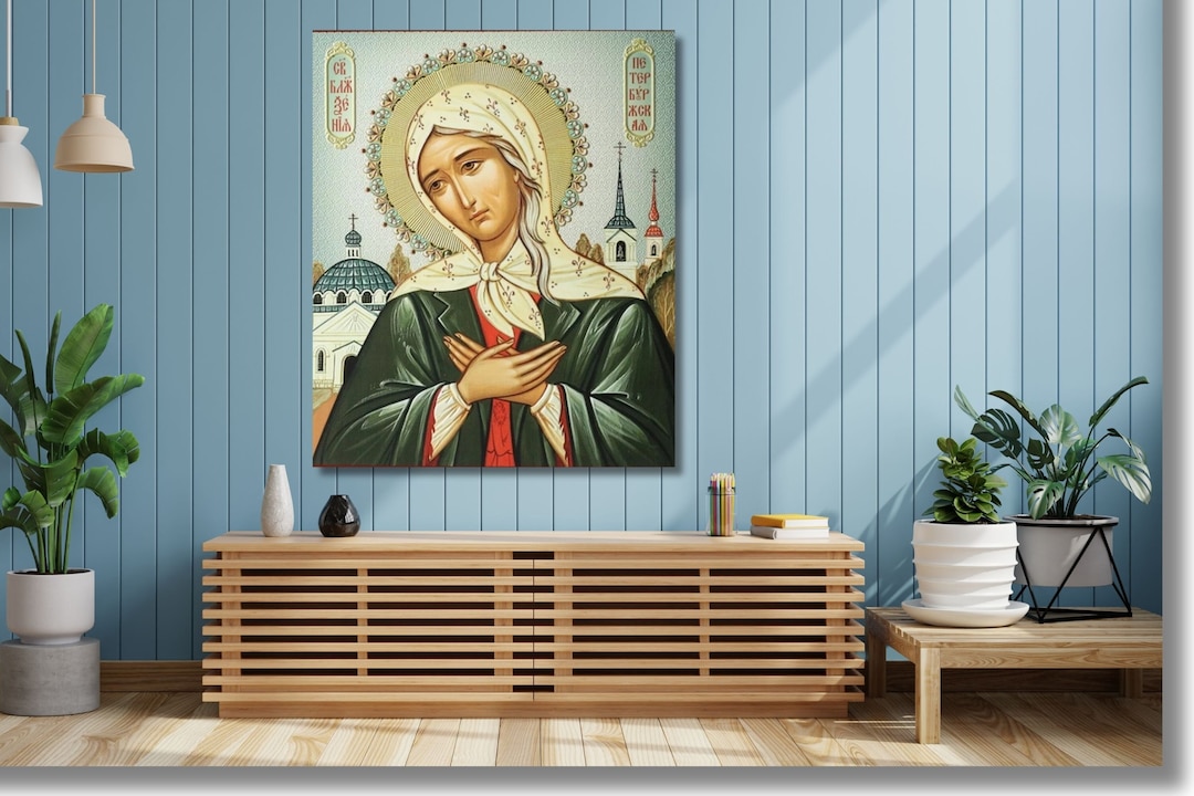 Saint Blessed Xenia of Saint Petersburg Icon- Russian Orthodox Canvas ...