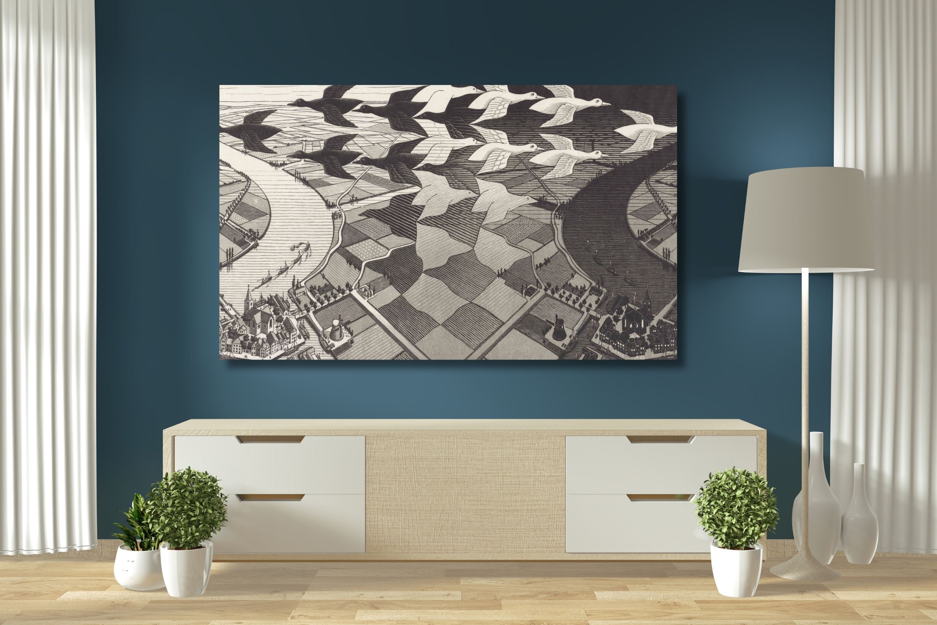 Day and Night Wall Decor,maurits Cornelis Escher Wall Art,day and Night ...
