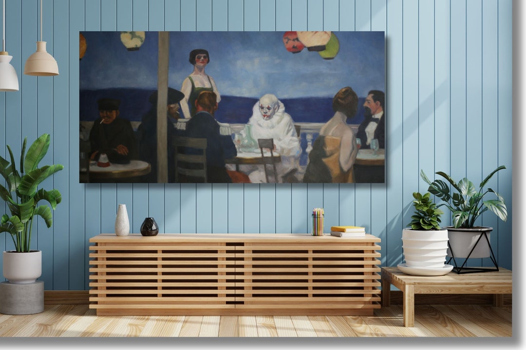 Panoramic Edward Hopper Soir Bleu (1914) Canvas Print Wall Art,american ...