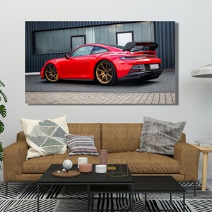 Red Porsche Canvas, Red Porsche 911 GT3 Wall Art, Porsche 911 Poster ...