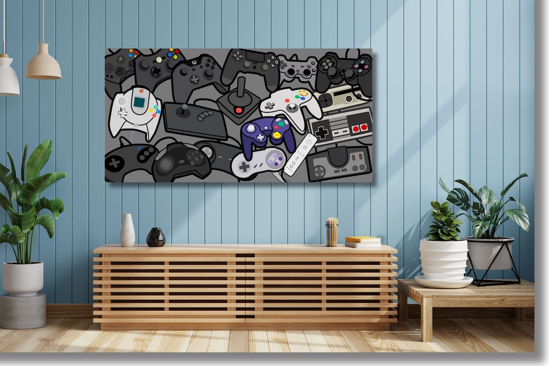 Game Room Wall Art Poster,gaming Control Wall Art Canvas,game Room ...