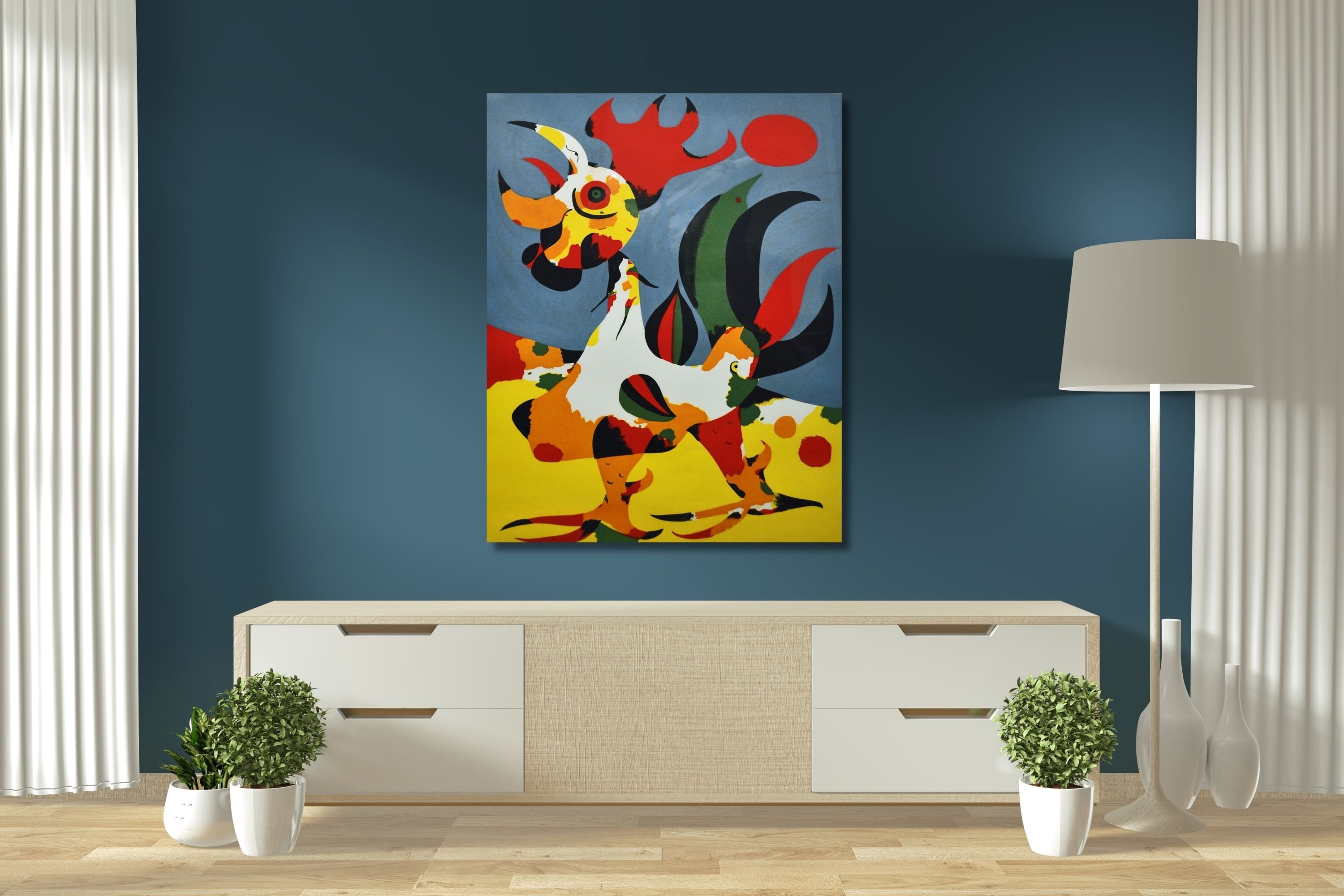 Joan Miro Le Coq , the Rooster-1939 Art Print,joan Miró Canvas Wall Art ...