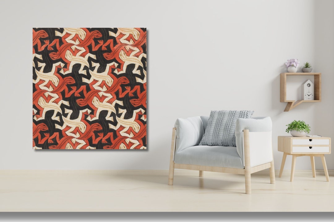 Escher Birds Pattern, Wallpaper Repeat, Tachisme Printed Canvas, MC ...