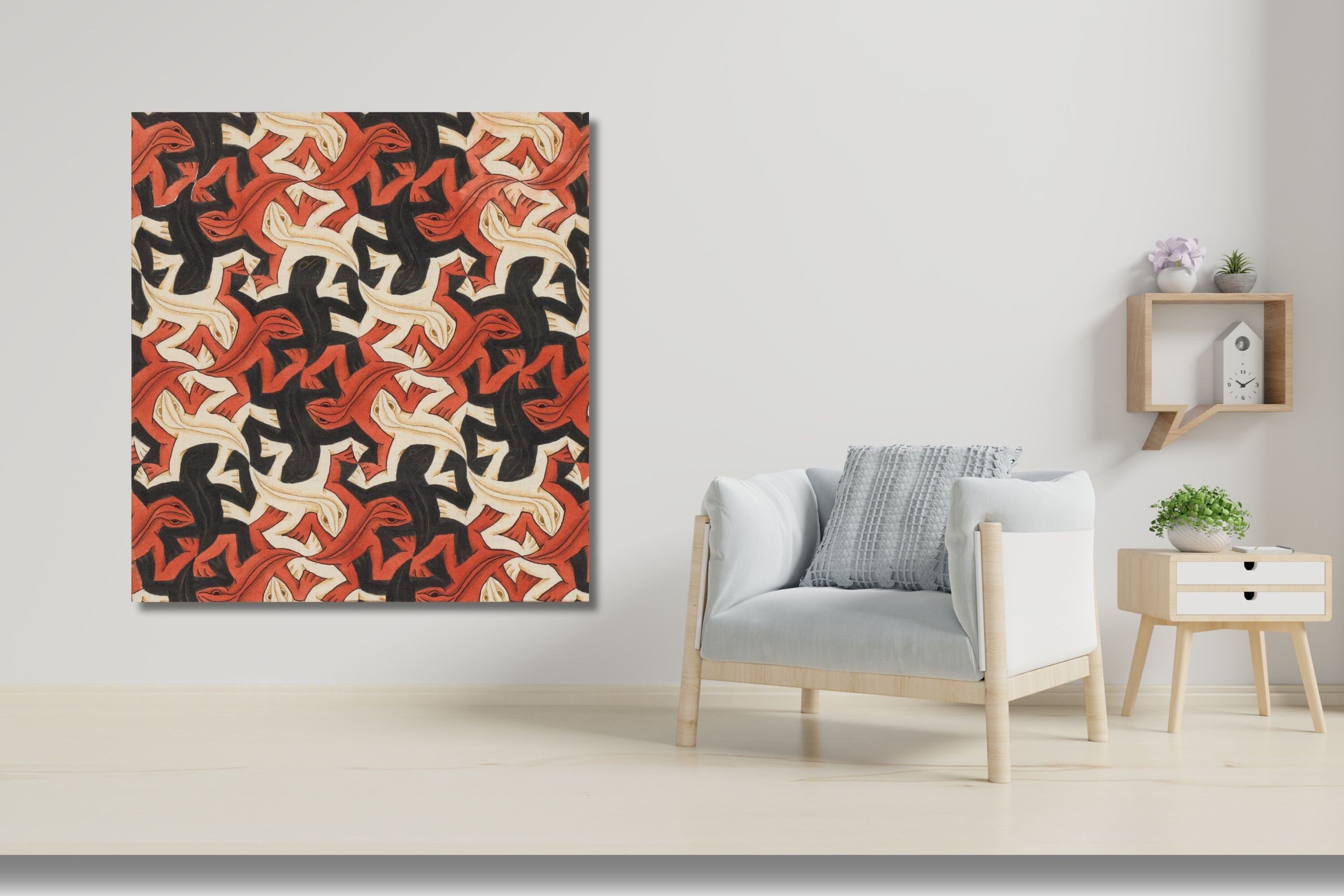 Escher Birds Pattern, Wallpaper Repeat, Tachisme Printed Canvas, MC ...