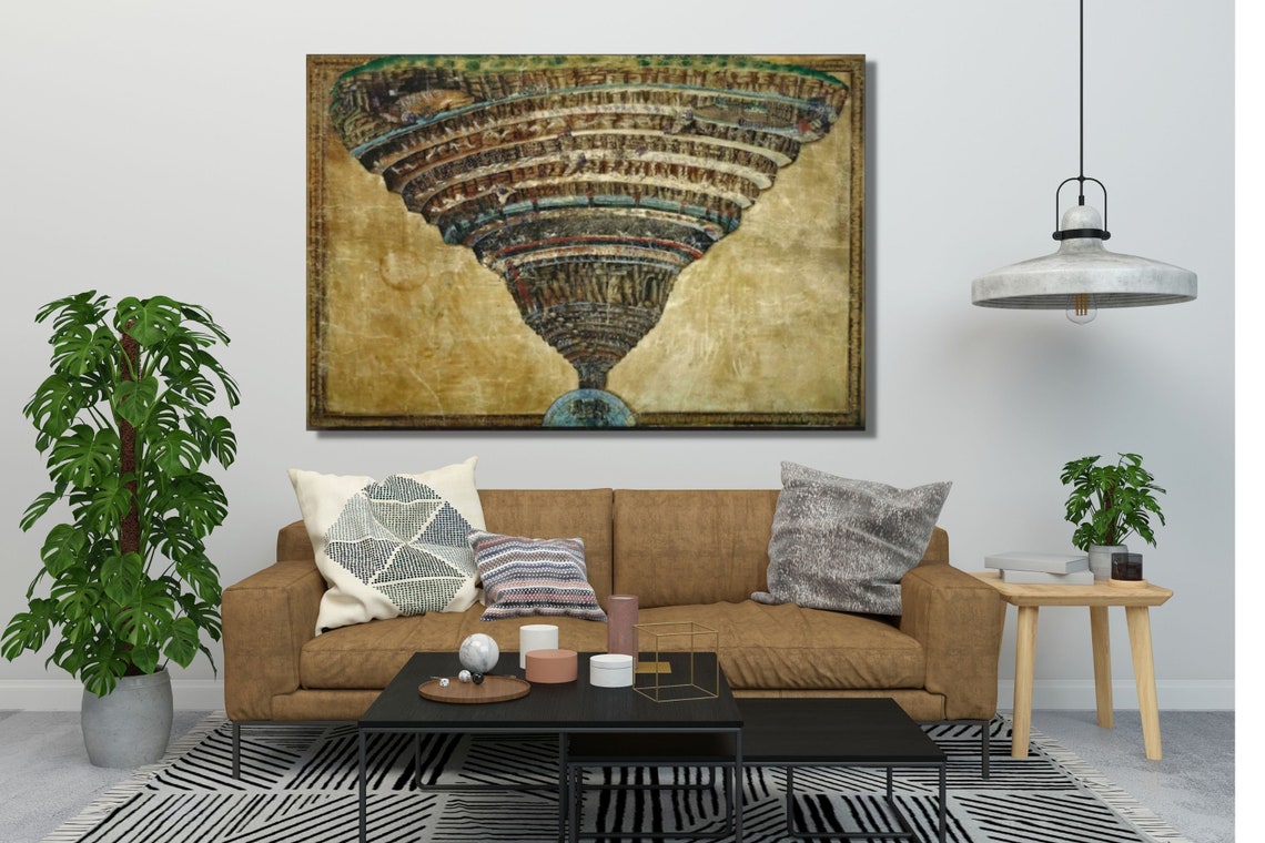 The Map of Hell Dante Sandro Botticelli the Divine Comedy 1485 Canvas ...