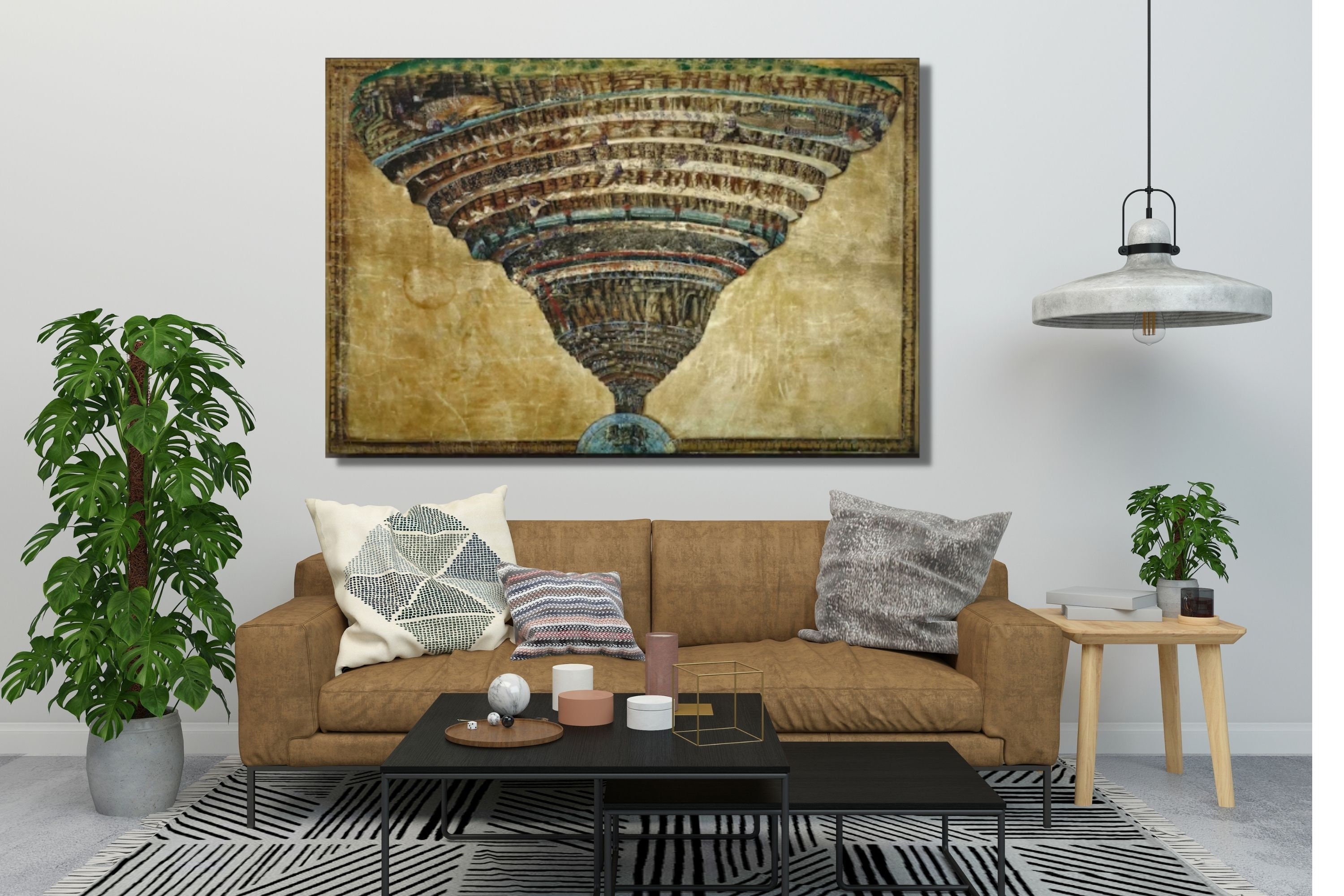 The Map of Hell Dante Sandro Botticelli the Divine Comedy 1485 Canvas ...