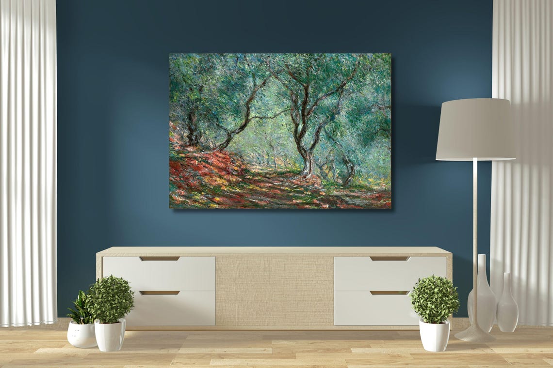 Claude Monet Framed Canvas Print, Olive Trees in the Moreno Garden 1984 ...