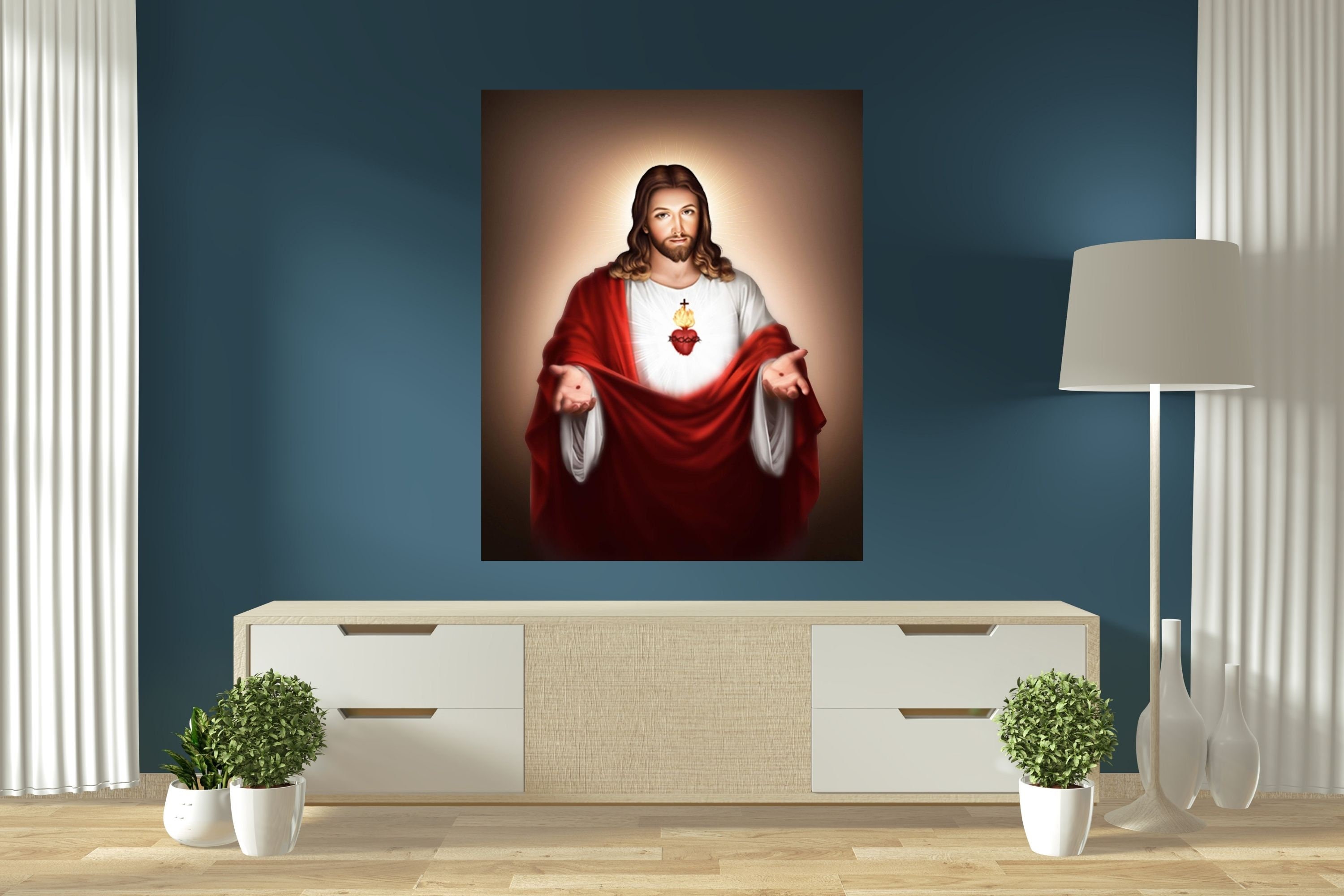 Jesus Paintings Holy Jesus Christ Sacred Heart Religious - Etsy