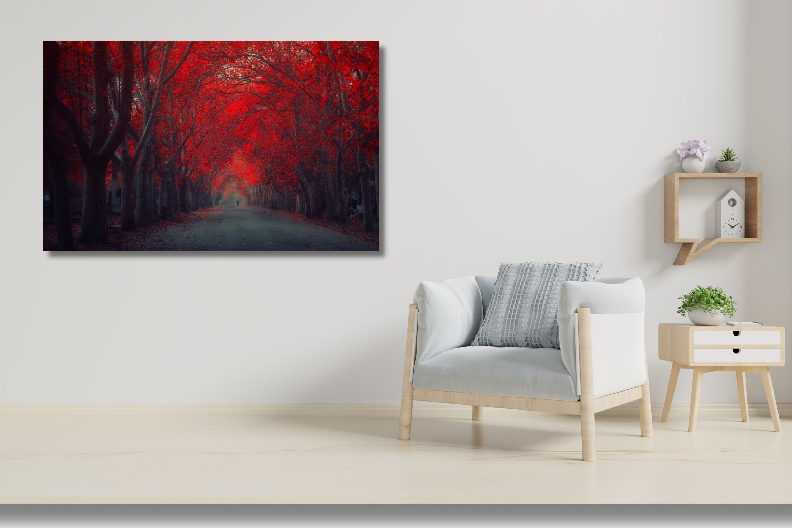 Beautiful Red Tree Park Printred Leaves Forest Canvas Wall - Etsy
