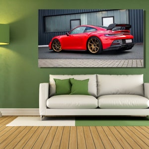 Red Porsche Canvas, Red Porsche 911 GT3 Wall Art, Porsche 911 Poster ...