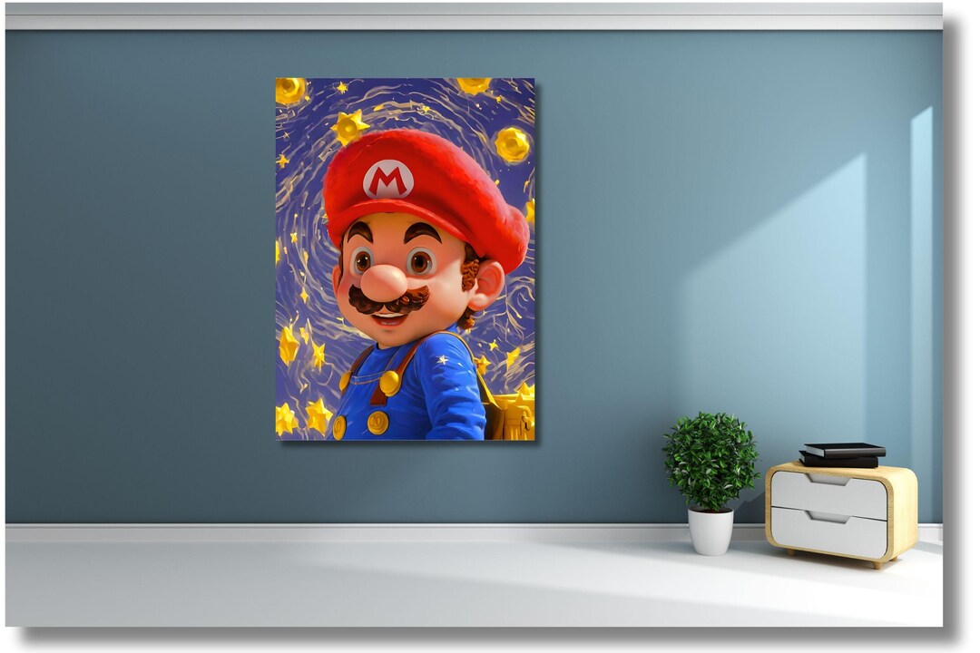 Super Mario Print,mario Art,mario Canvas,game Room Decor,mario Poster ...