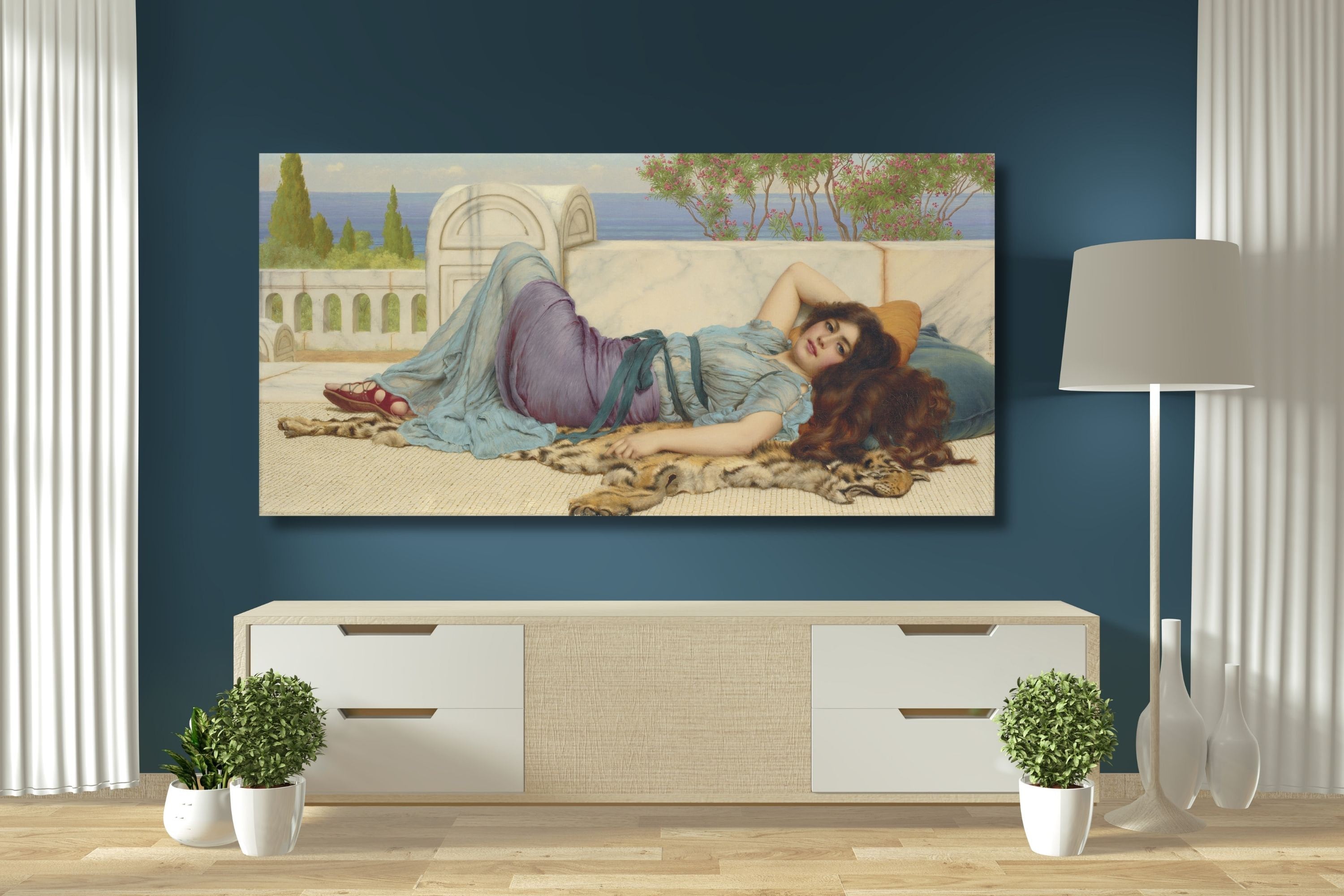 John William Godward Mischief and Repose 1909 Canvas Wall Gallery ...