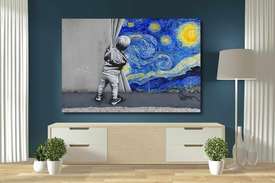 Bansky Vincent Van Gogh Graffiti Canvas Wall Art, Banksy Life is Poster ...
