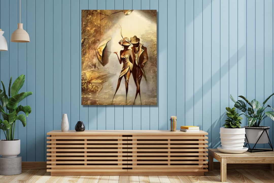 Gold Tango Canvas Wall Art, Tango Wall Art, Dancing Couple Painting ...