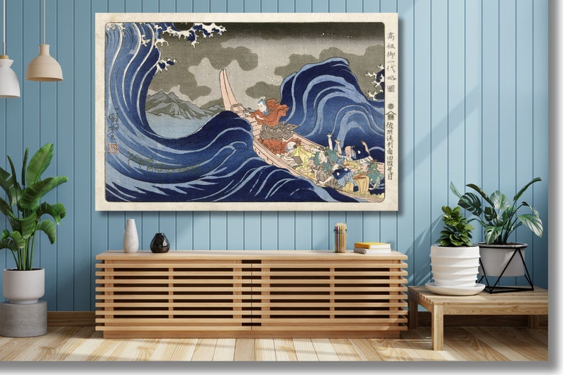 Nichiren Conjures the Waves at Kakuda During His Exile to Sad Painting ...