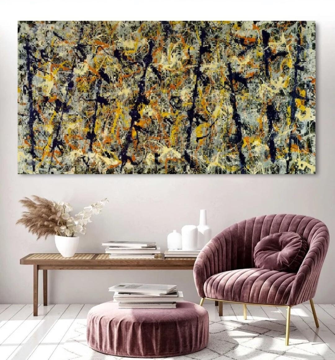 Jackson Pollock Abstrac Blue Poles Wall Art Print Exhibition Canvas ...