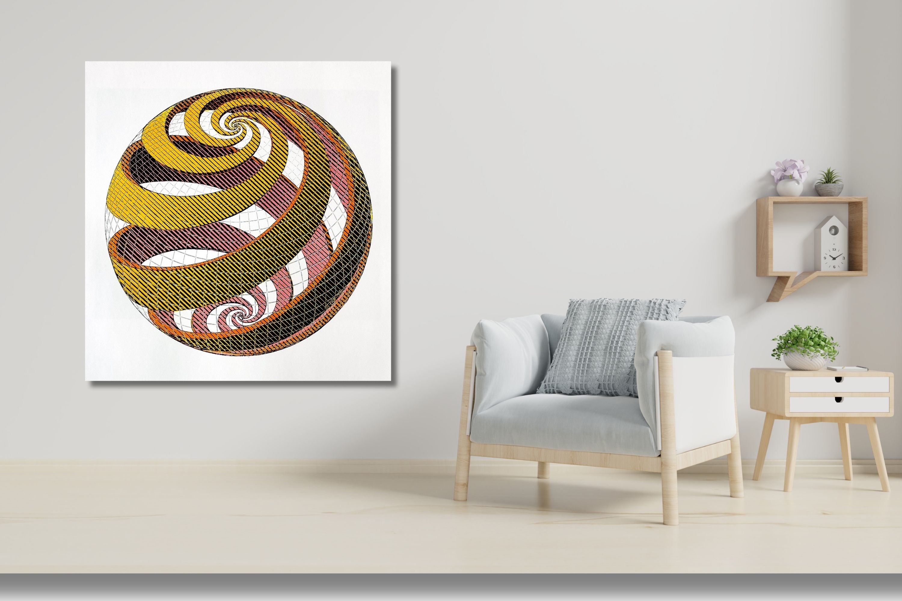 M. C.escher Canvas Wall Art ,MC Escher Sphere Spirals Art Print ...