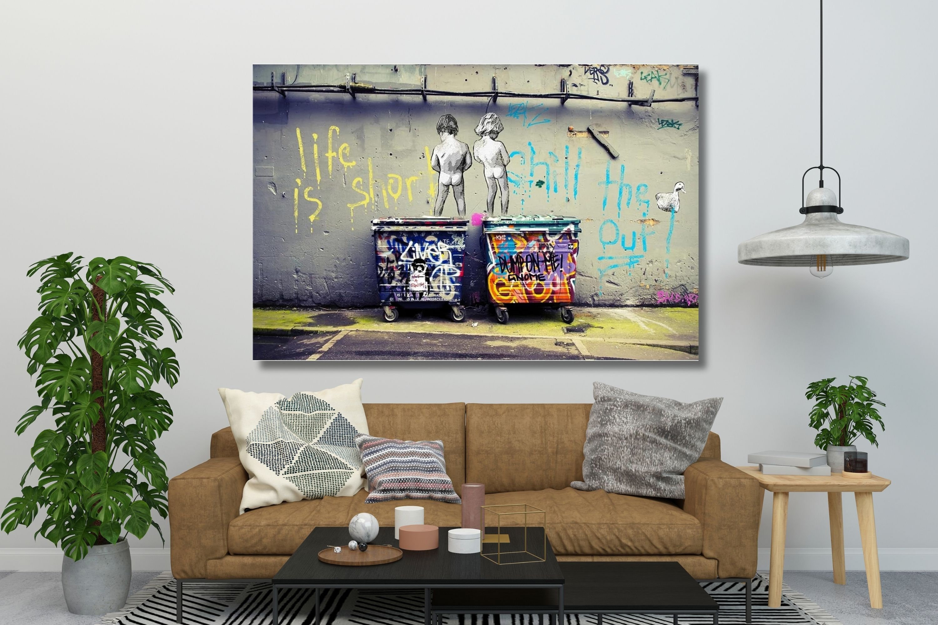 Banksy Life is Short, Banksy Canvas, Banksy Two Boys, Wall Art Canvas ...
