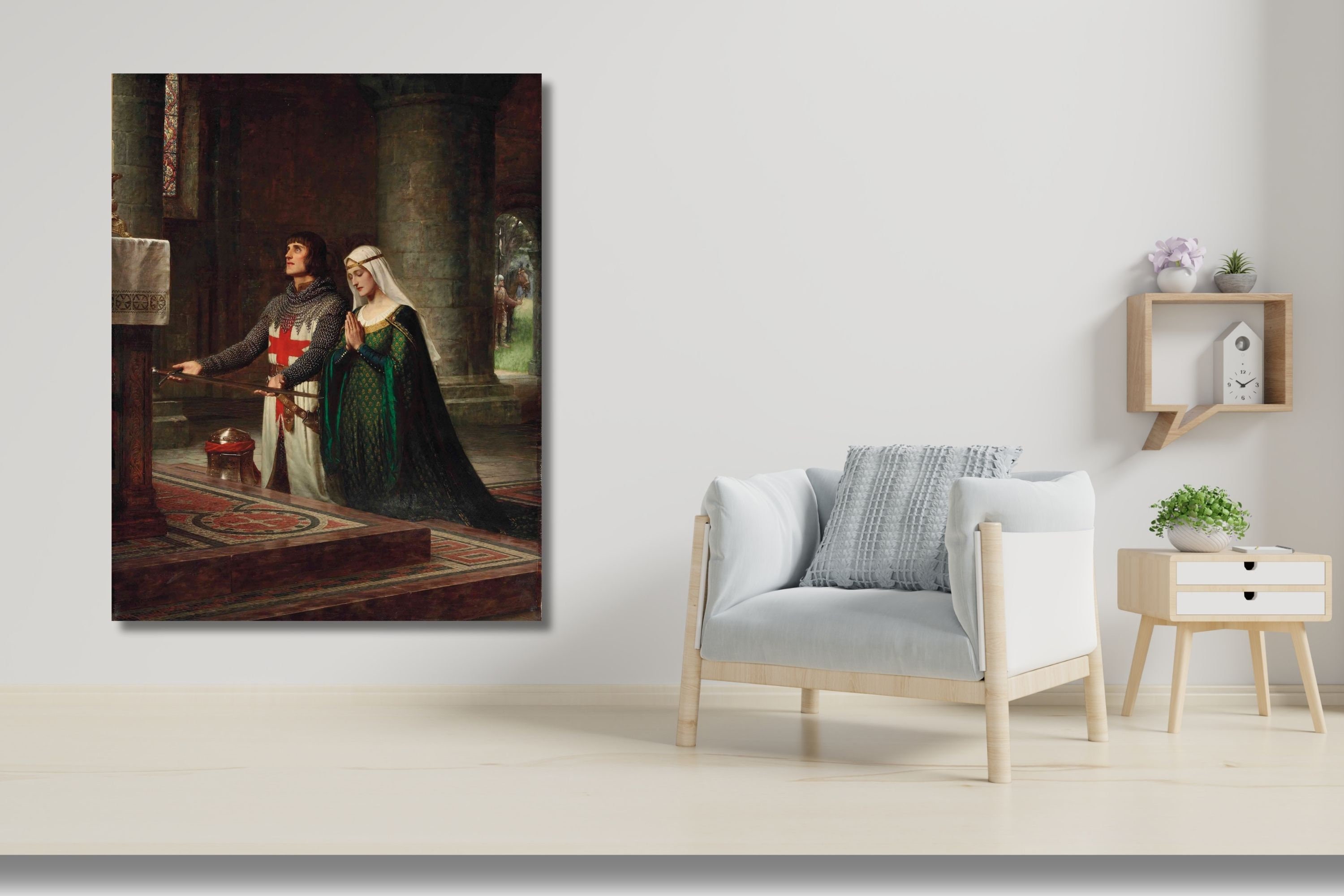 Edmund Blair Leighton the Dedication Art Print,knight Canvas Wall Art,edmund Leighton Artwork ...
