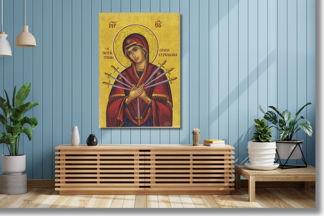 Our Lady of Sorrows Canvas: Virgin Mary Seven Sorrows Icon - Etsy