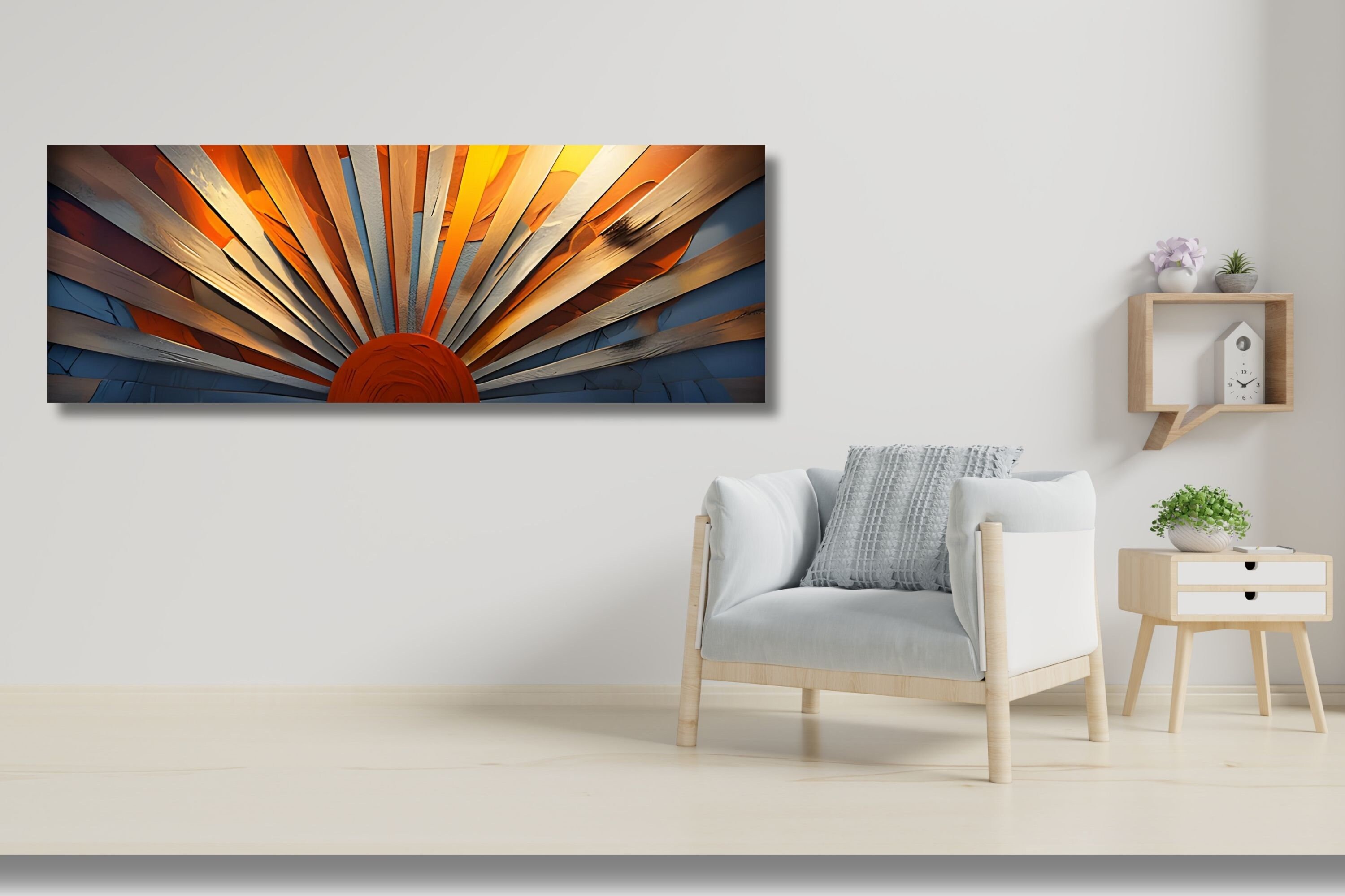 Panoramic Sunrise Wood Wall Art Above Bed Decor Canvas Wooden Long ...