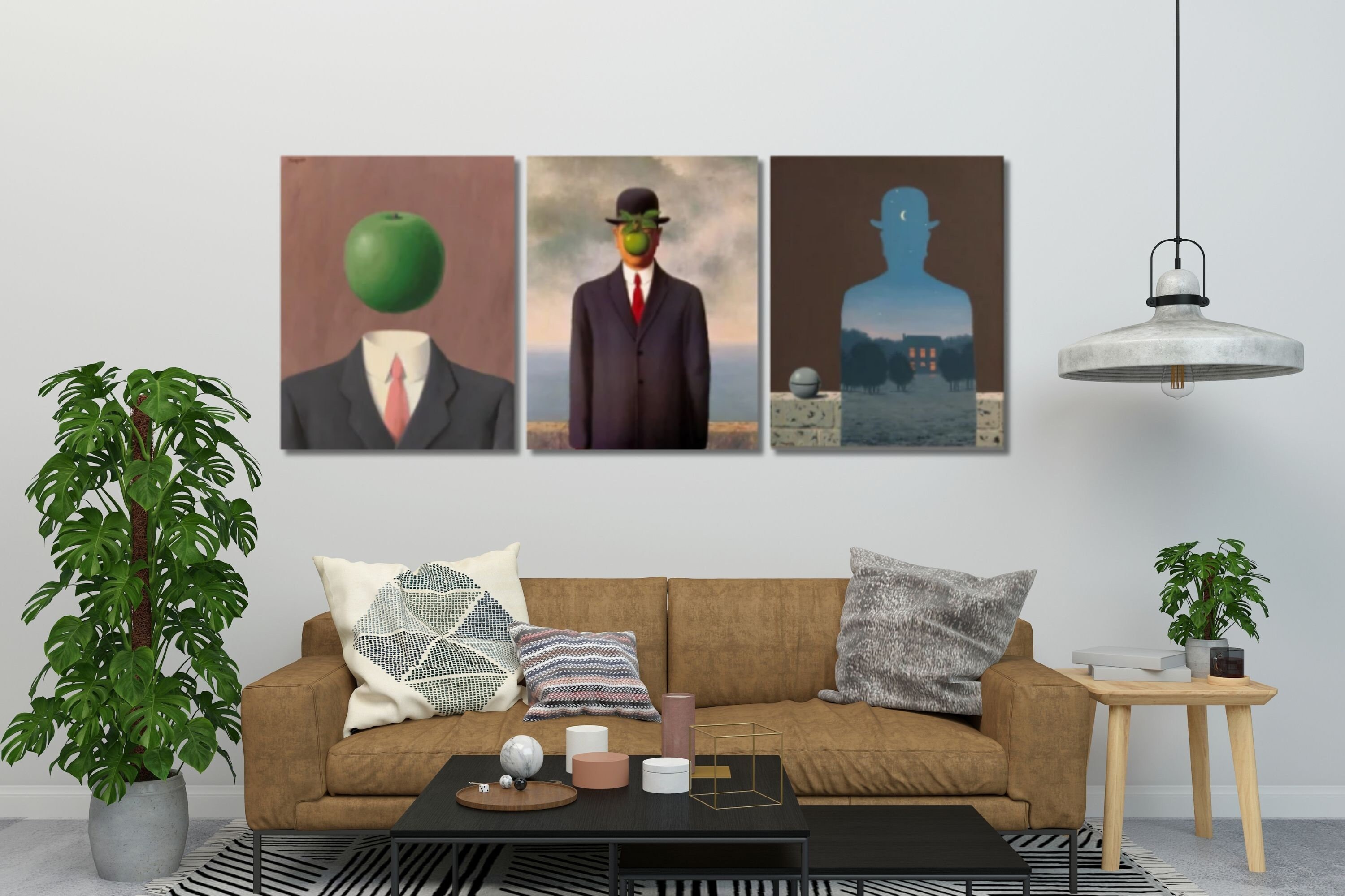 Set of 3 René Magritte Paintings Canvas Wall Arts,rené Magritte the ...